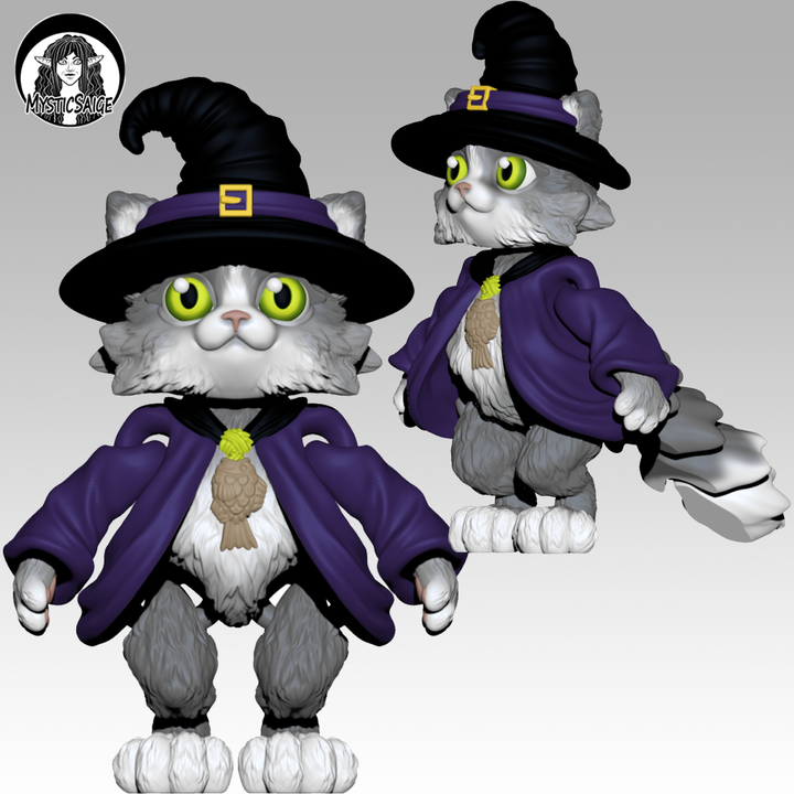 3D Printable Wizard Cat by MysticSaige